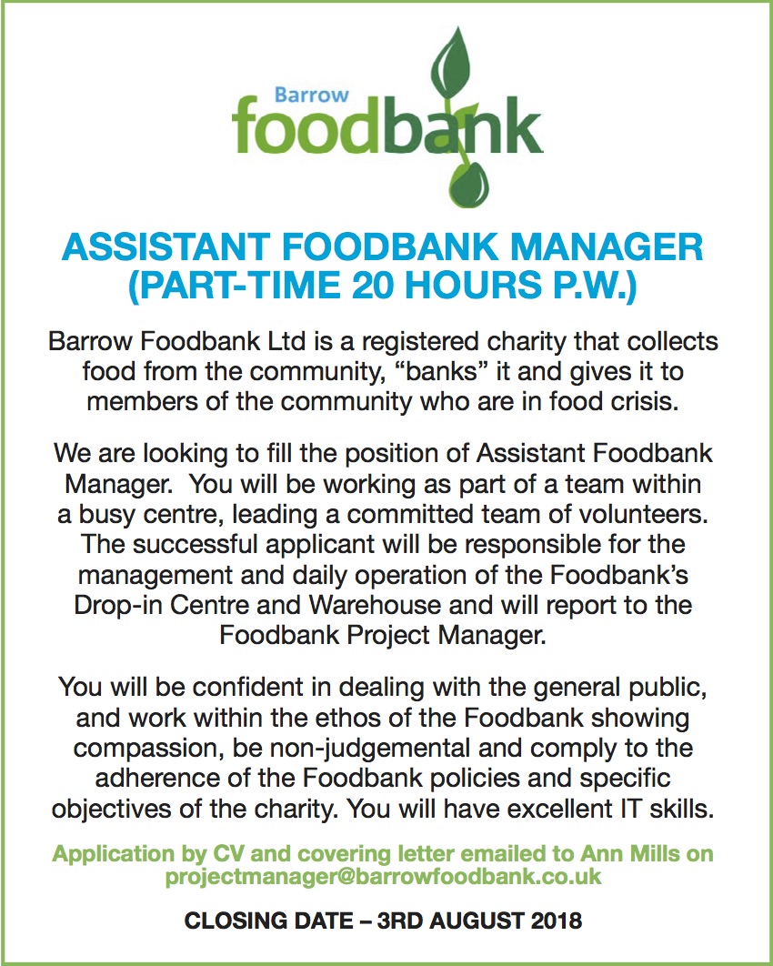 Barrow foodbank receives the Queen’s Award for Voluntary Service ...